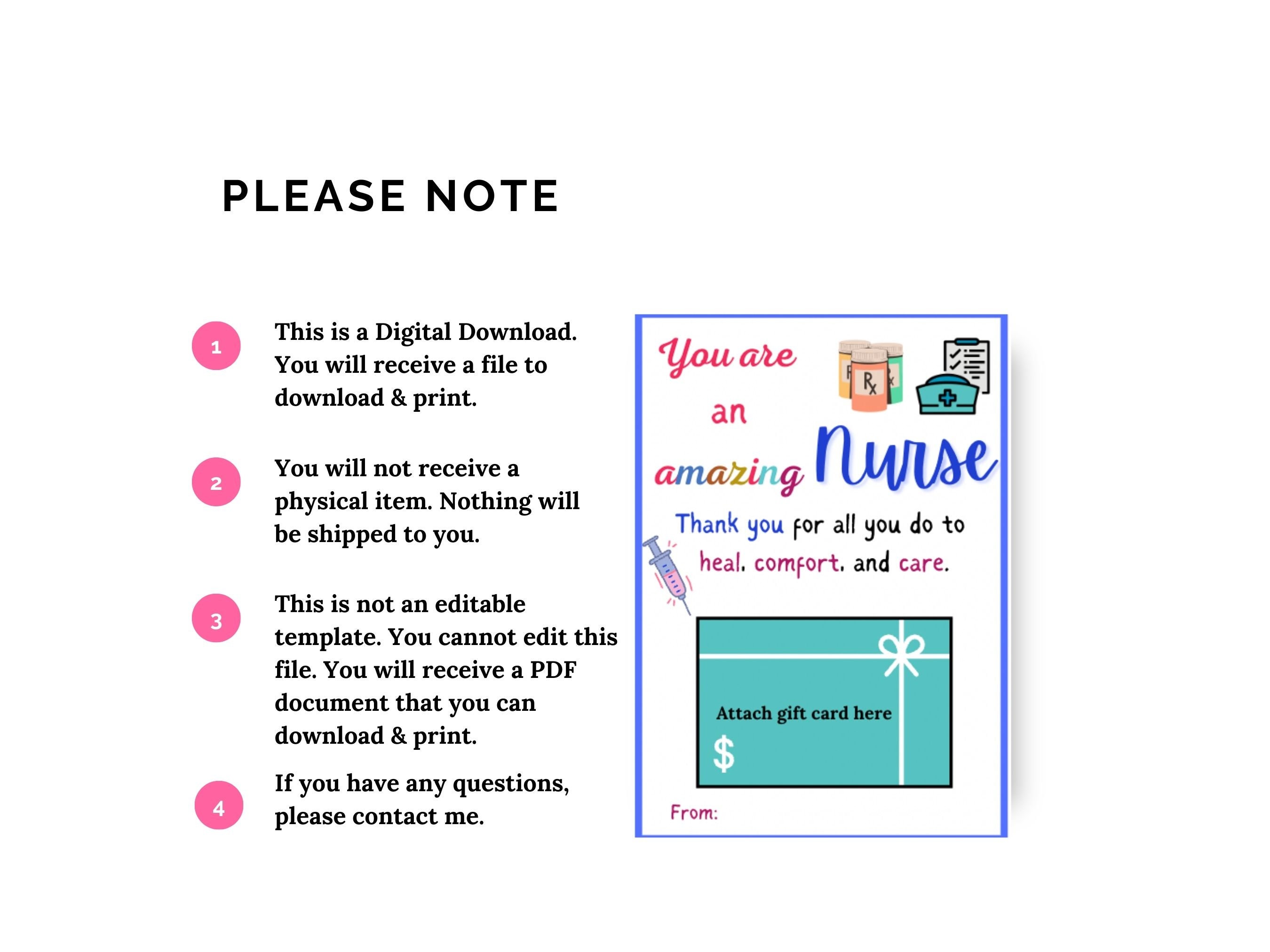 Nurse Appreciation Gift-card Holder, Printable Gift for Nurse, Nurse ...