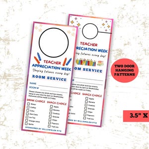 Teacher Appreciation Door Hanger Room Service Door Hanger Editable ...