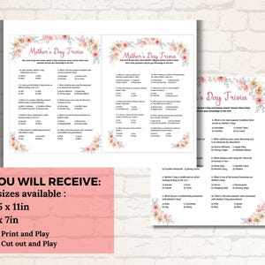 Mothers Day Trivia Mothers Day Brunch Games Trivia for Mothers Easy ...