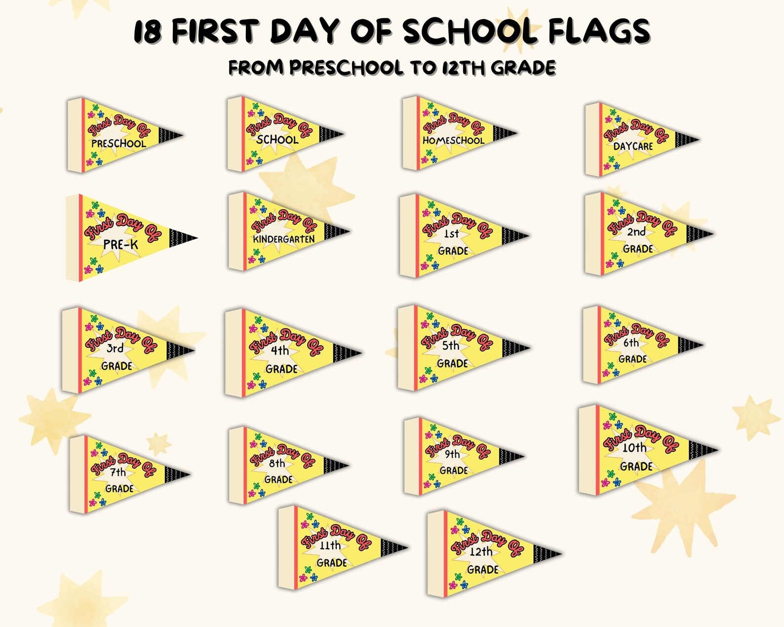 School Pennant Flag Banner First Day of School Flag Back to School Flag ...