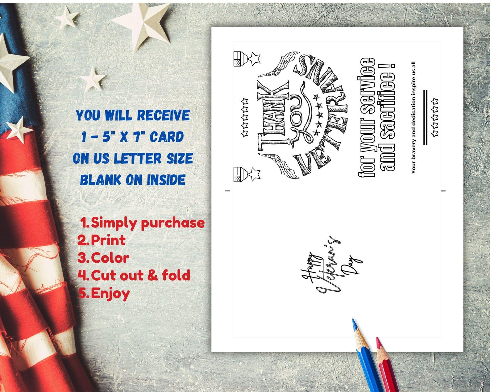 Veterans Day Card, Veterans Day Craft, Military Coloring, Thank You ...