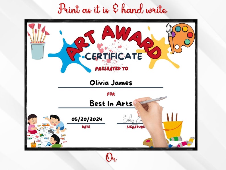 Art Award, Printable Art Award, Digital Download for Art Competitions ...