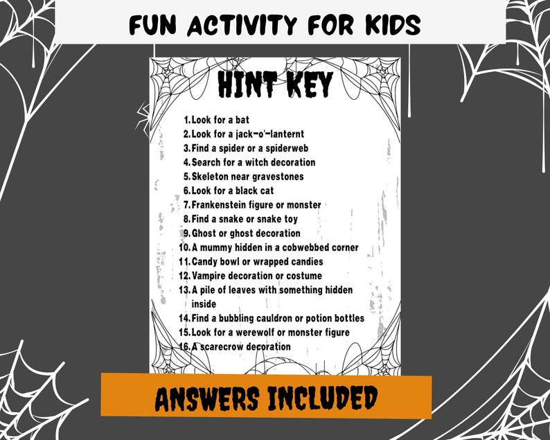 Halloween Scavenger Hunt for Kids , Scavenger Hunt Game, Scavenger Hunt ...