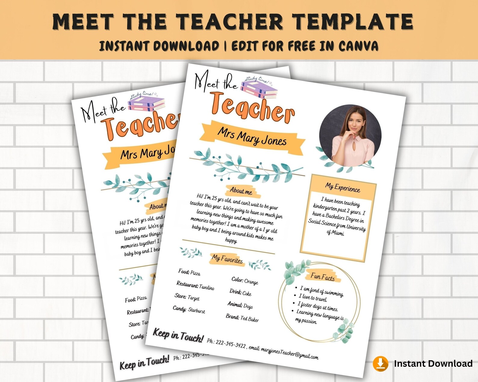 Editable Meet the Teacher Meet the Teacher Printable Meet the Teacher ...