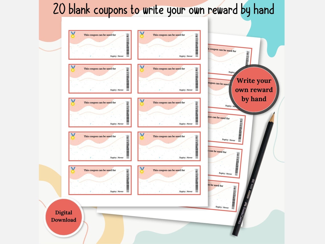 Printable Kids Reward Coupons Fun Behavior Incentive Charts for ...