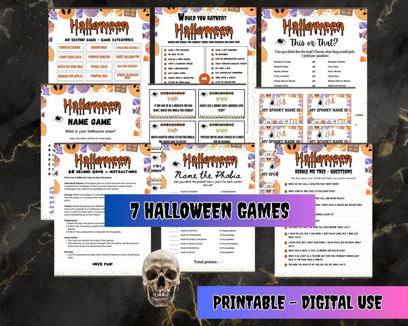 Halloween Game Bundle Printable Halloween Games Kids Halloween ...