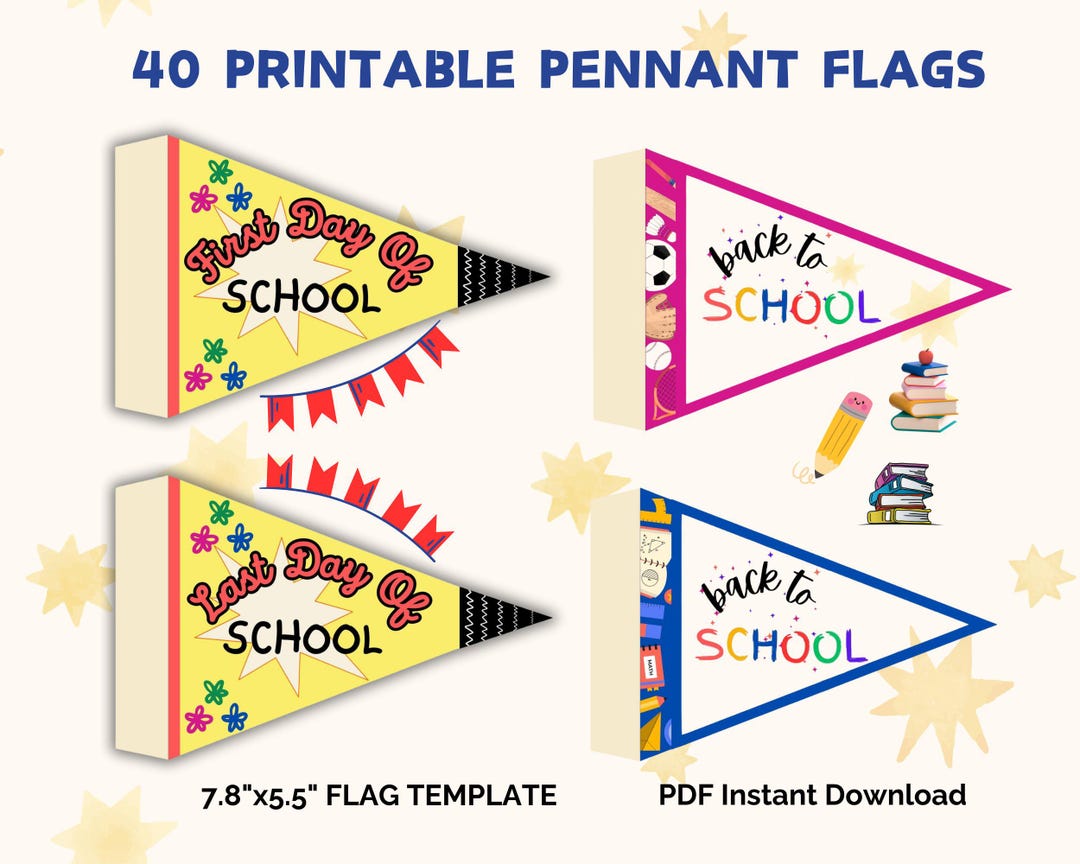 School Pennant Flag Banner First Day of School Flag Back to School Flag ...