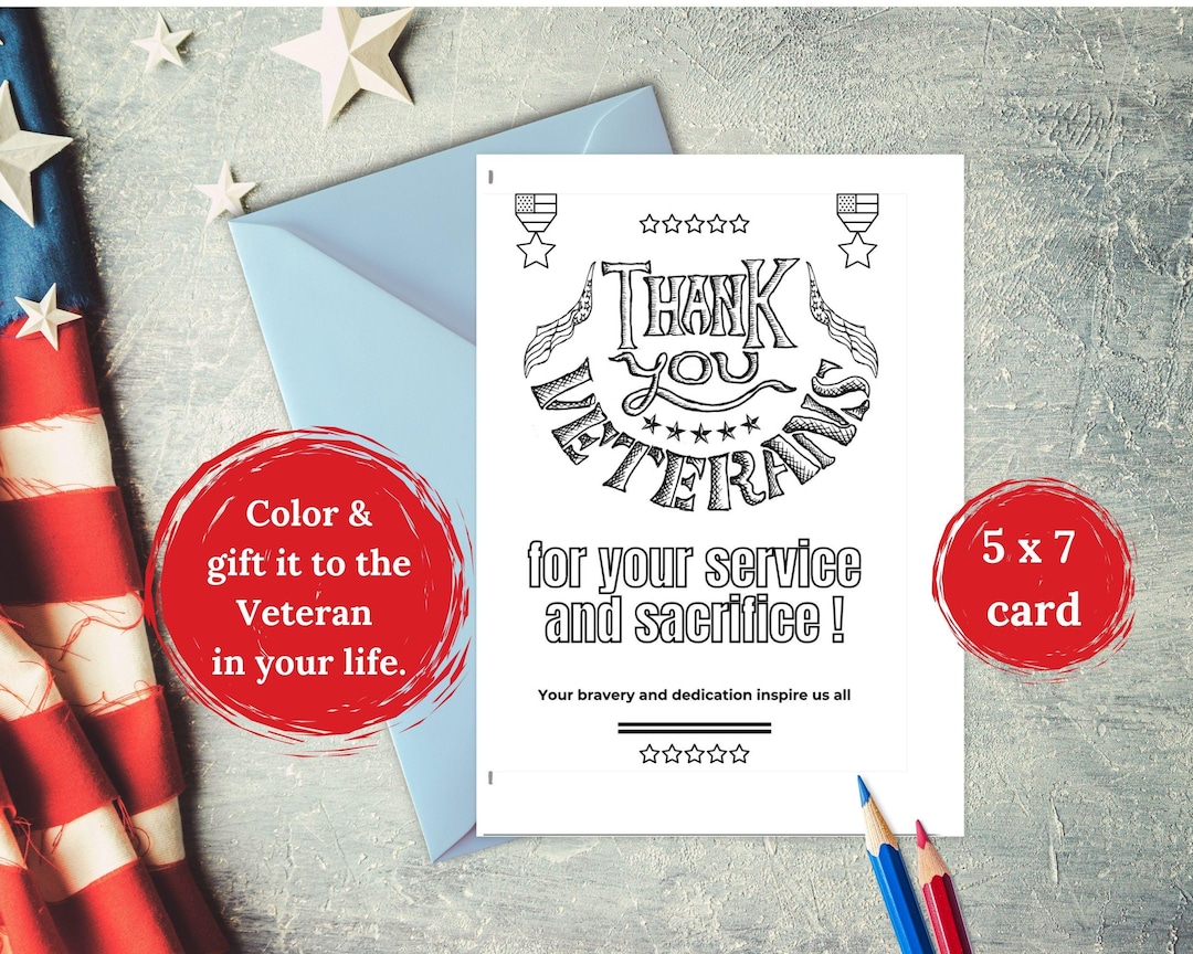 Veterans Day Card, Veterans Day Craft, Military Coloring, Thank You ...