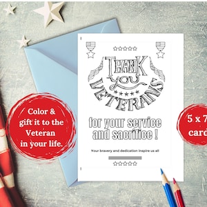 Veterans Day Card, Veterans Day Craft, Military Coloring, Thank You ...