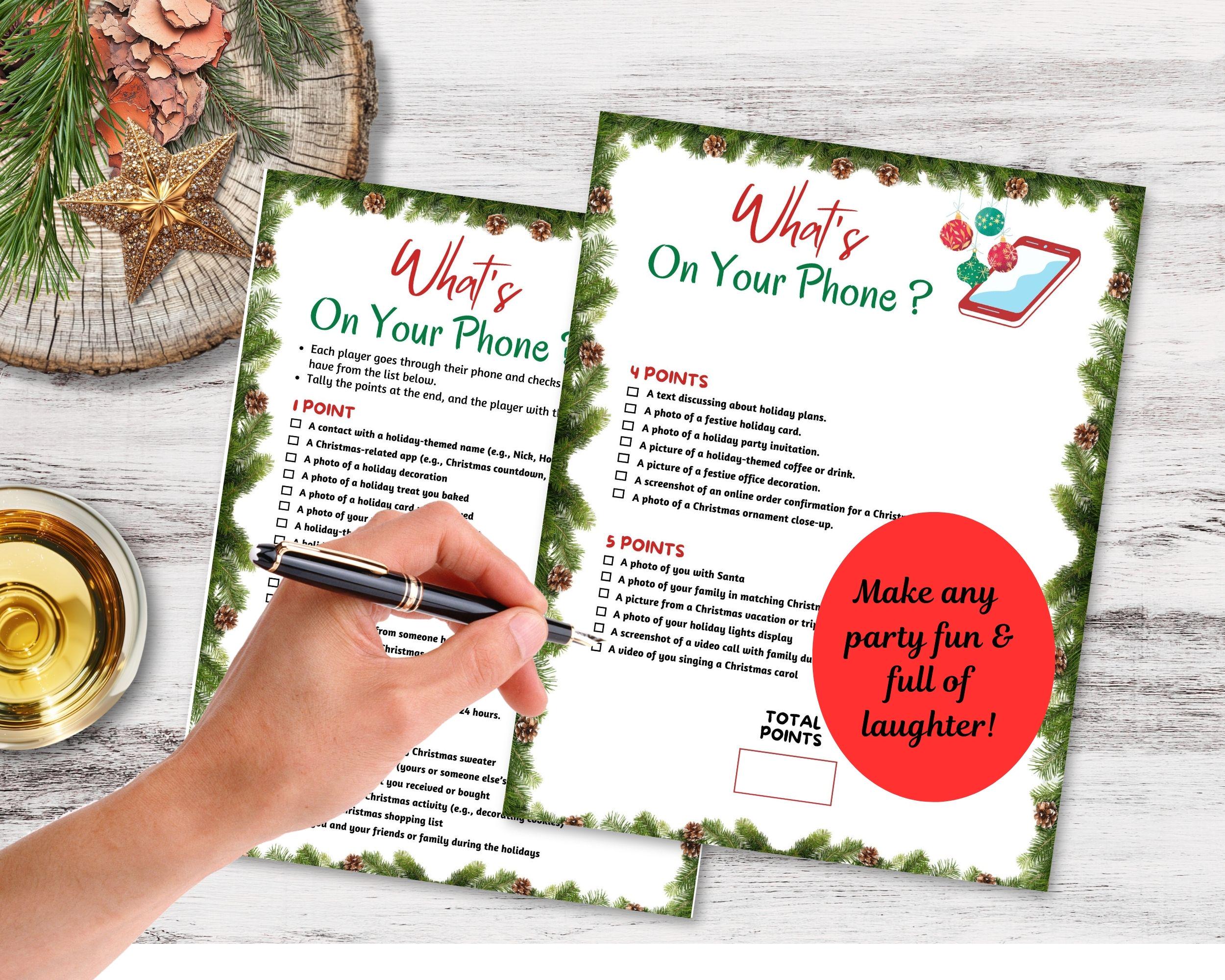 Holiday Office Party Whats on Your Phone Game, Xmas Games, Christmas ...