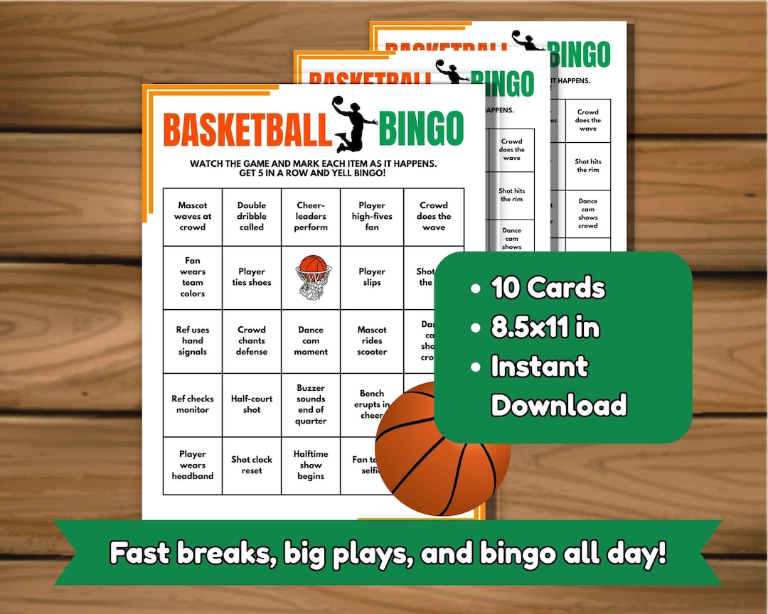 Basketball Bingo, 10 Unique Printable Basketball Bingo Cards ...
