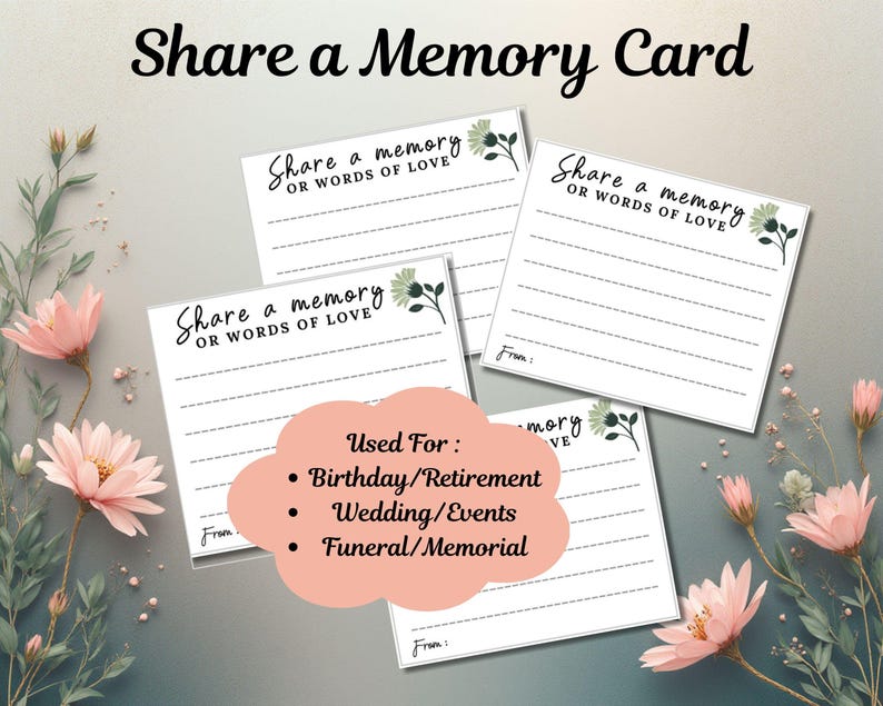 Share a Memory Card Printable Retirement Party Games Memory Cards for ...