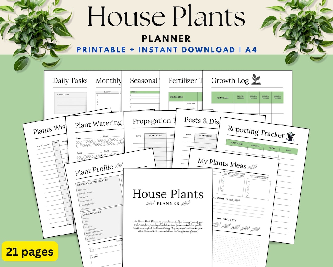 Printable House Plants Planner Plant Planner Printable Indoor Plant ...