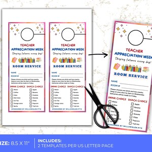 Teacher Appreciation Door Hanger Room Service Door Hanger Editable ...