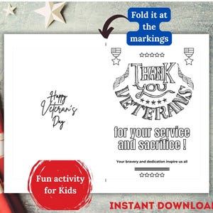 Veterans Day Card, Veterans Day Craft, Military Coloring, Thank You ...