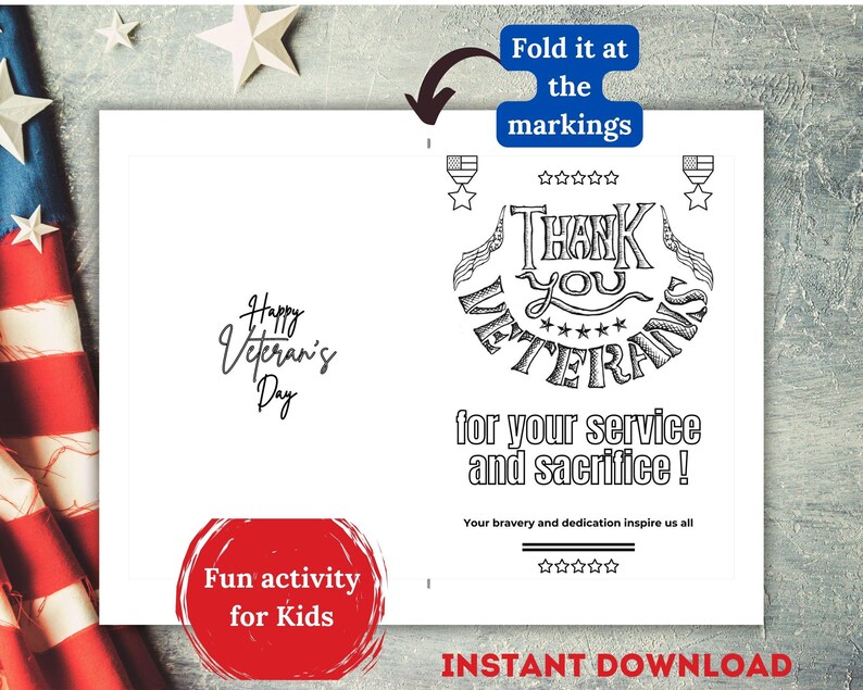 Veterans Day Card, Veterans Day Craft, Military Coloring, Thank You ...
