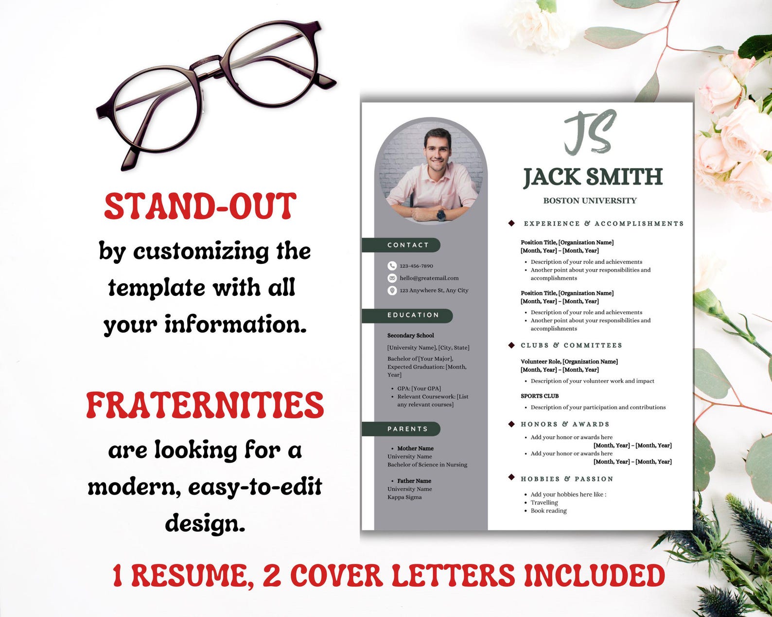 Fraternity Resume Template Canva Fraternity Rush Resume Fraternity ...