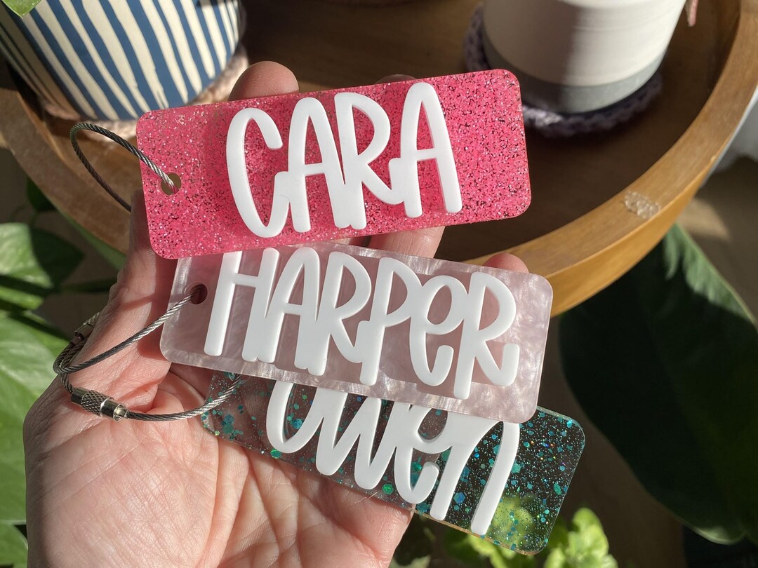 Custom Acrylic Tag, Acrylic Bag Tag, Kids Name Keychain, Lunch Box Tag ...
