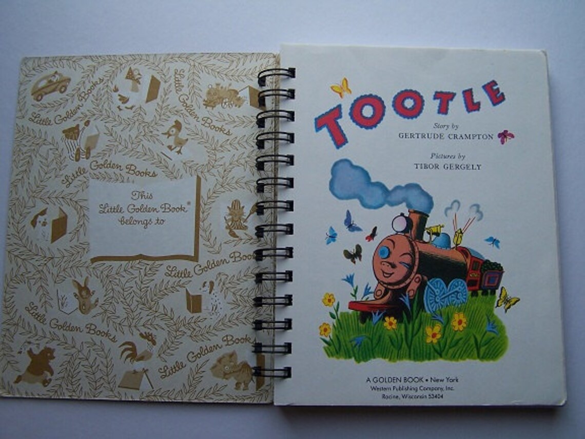 Tootle the Train Upcycled Spiral Bound Little Golden Book Journal With ...