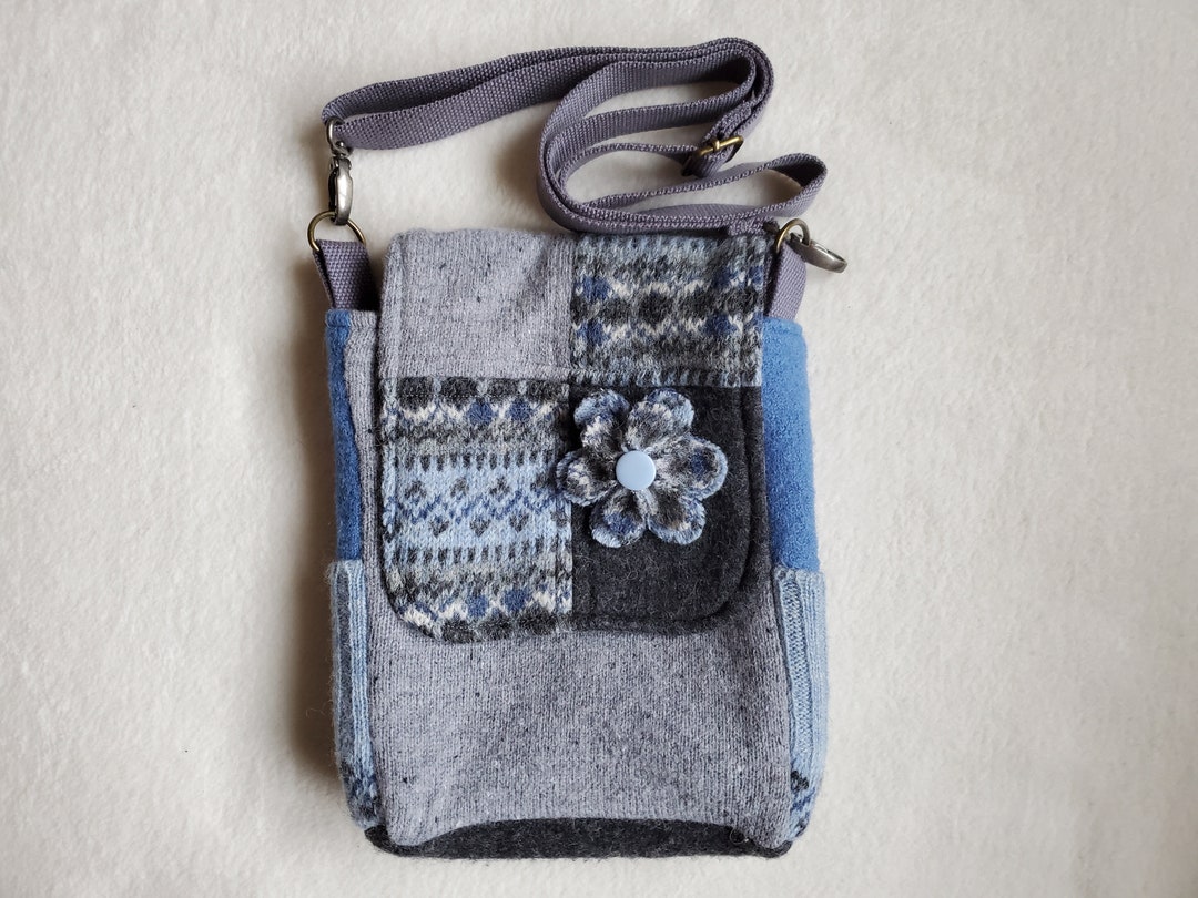 Handmade Recycled Felted Wool Sweater Purse / Cross Body / Hipster ...