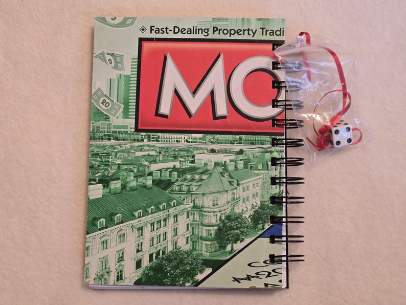 Recycled Monopoly Game Board Spiral Bound Journal Upcycled Tablet ...