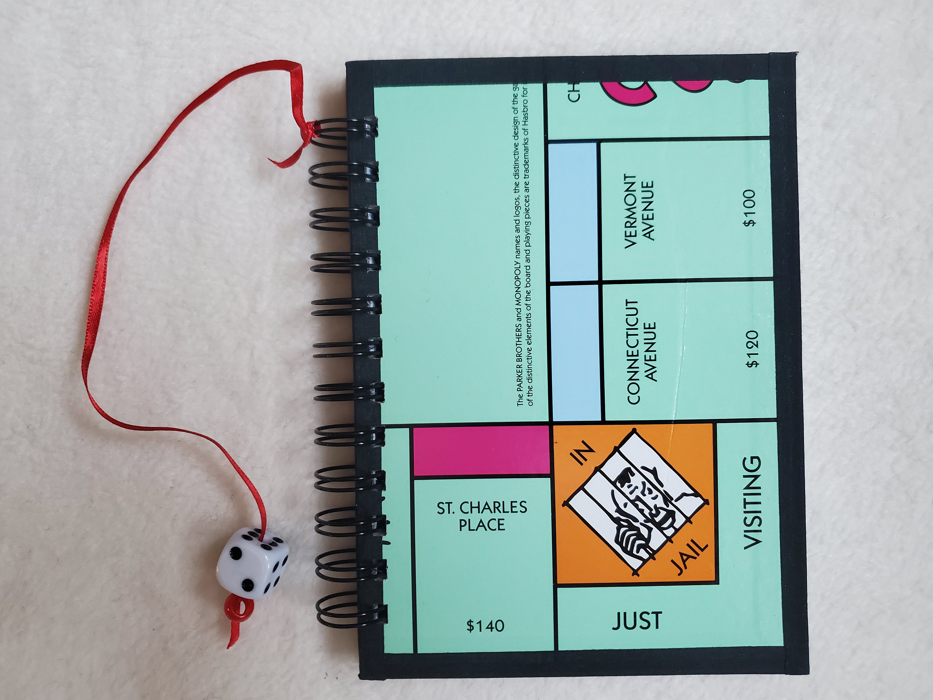 Recycled Monopoly Game Board Spiral Bound Journal Upcycled Tablet ...