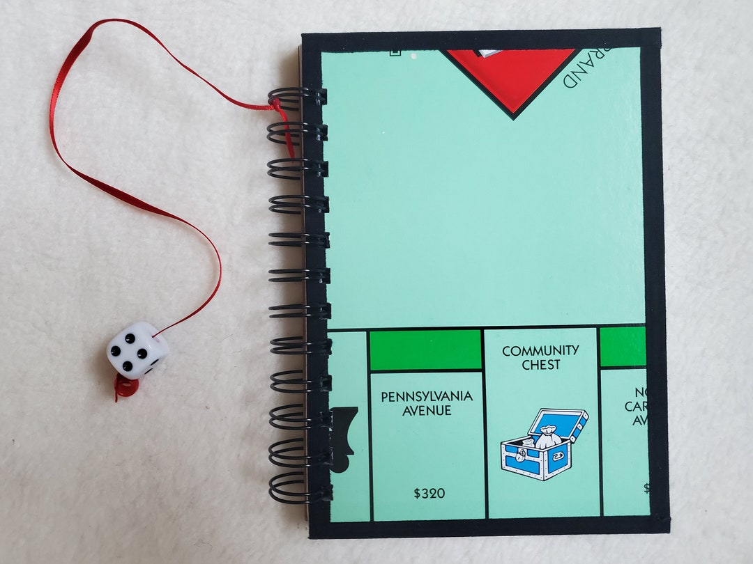Recycled Monopoly Game Board Spiral Bound Journal Upcycled Tablet ...