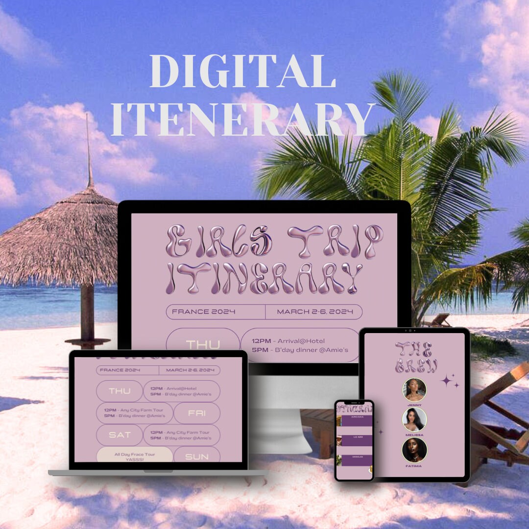 Girls Trip Itinerary, Itinerary Template, Weekend Itenerary - Etsy