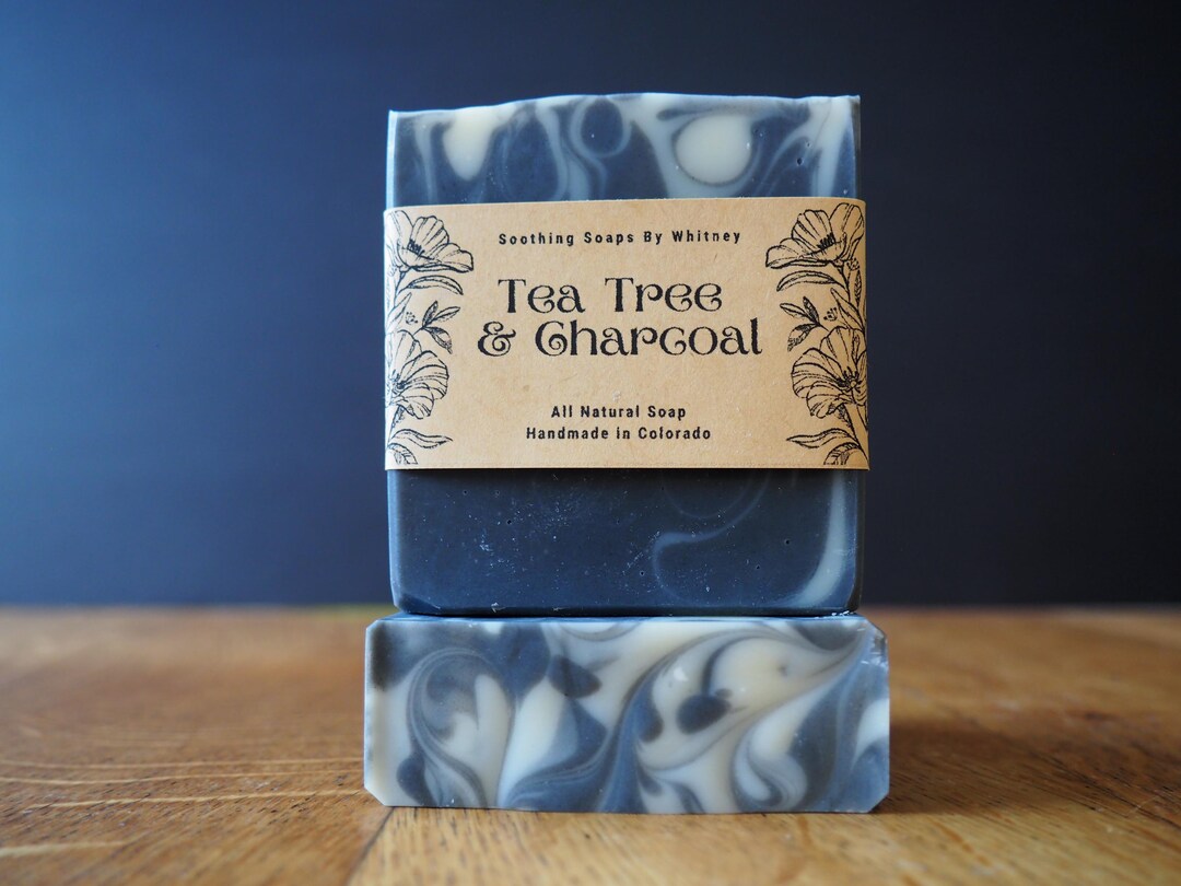 Tea Tree & Charcoal Artisan Soap Bar | All Natural Cold Process Soap ...