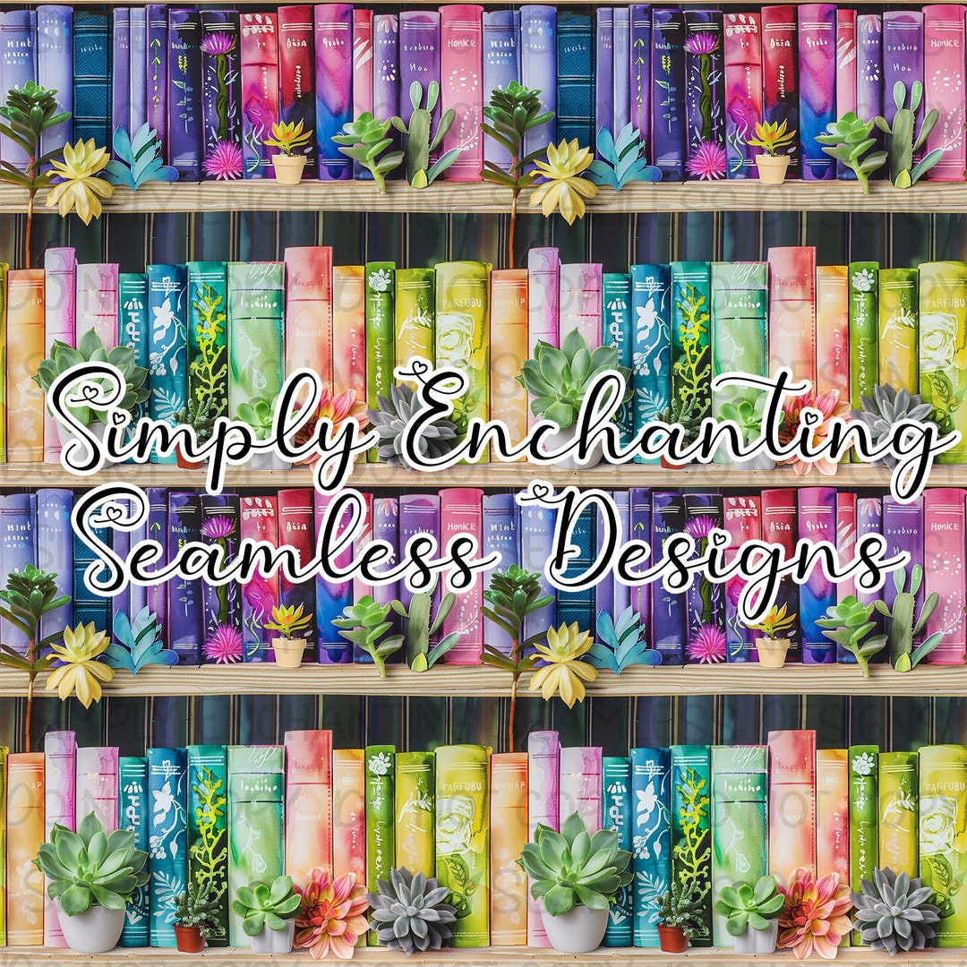 Bookish Seamless Booklovers Background Pattern Books Background, Plant ...
