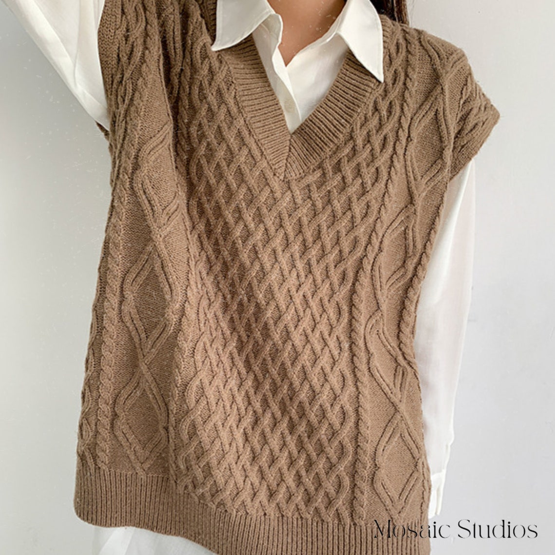 Women Knit V Neck Vest, Sleeveless Sweater Vest, Autumn Warm Knit Vest ...