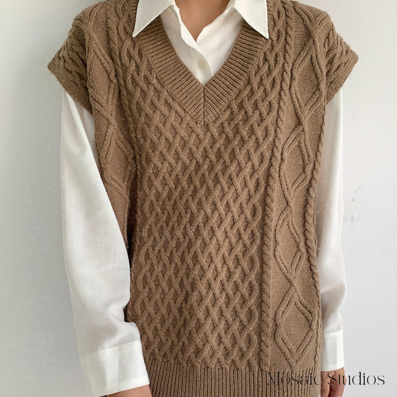 Women Knit V Neck Vest, Sleeveless Sweater Vest, Autumn Warm Knit Vest ...