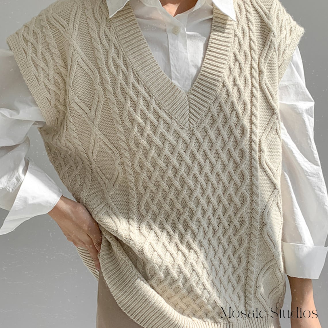 Women Knit V Neck Vest, Sleeveless Sweater Vest, Autumn Warm Knit Vest ...