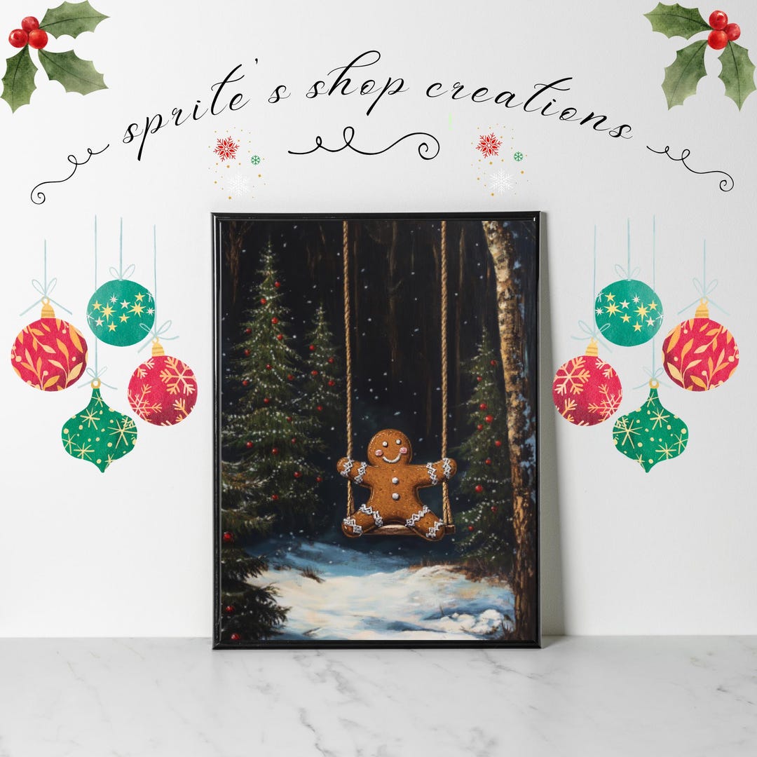 Gingerbread Man on Swing, Christmas Decor, Holiday Decor, Winter Decor ...