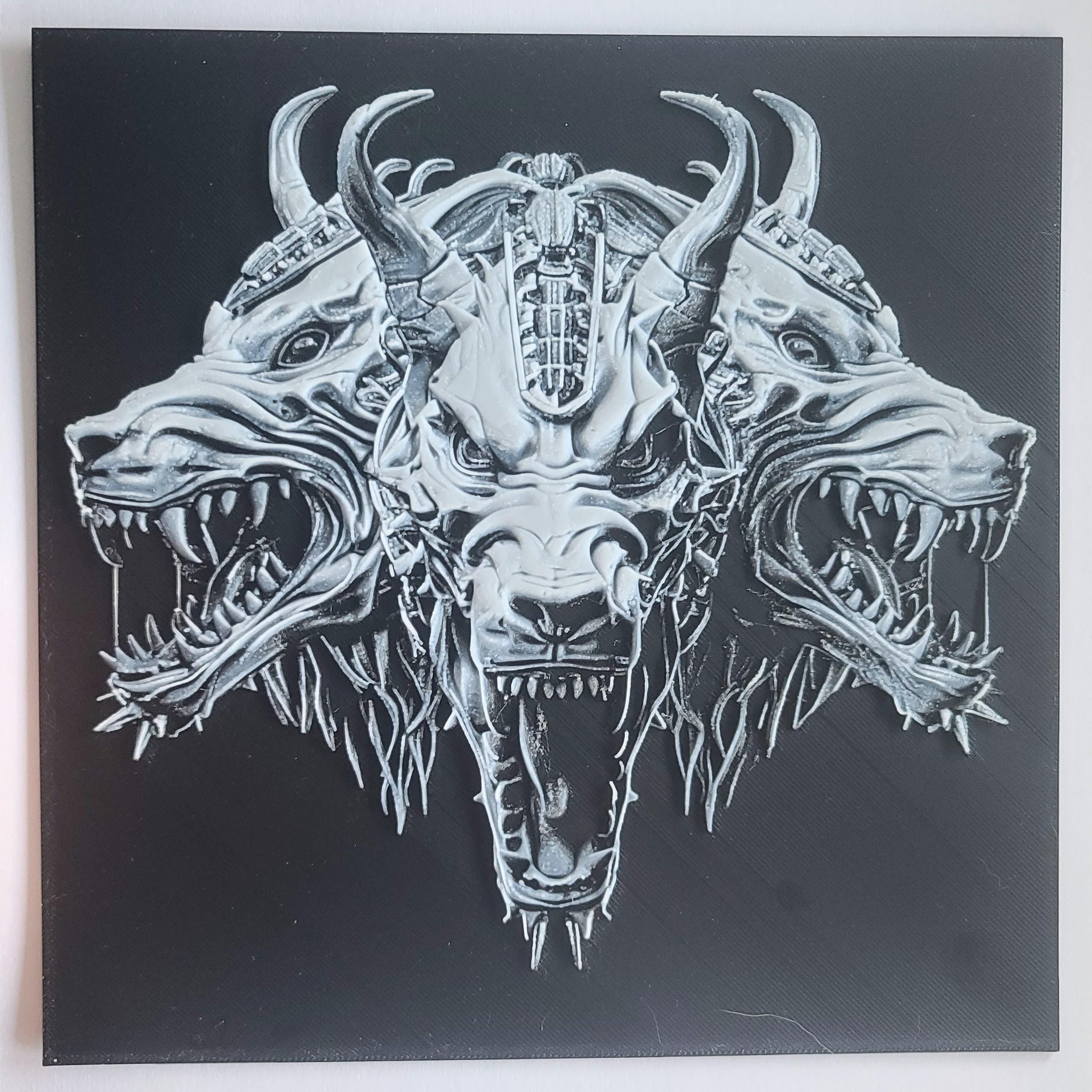 Cerberus: Three Headed Dog - 3D Printed Filament Painting - Etsy