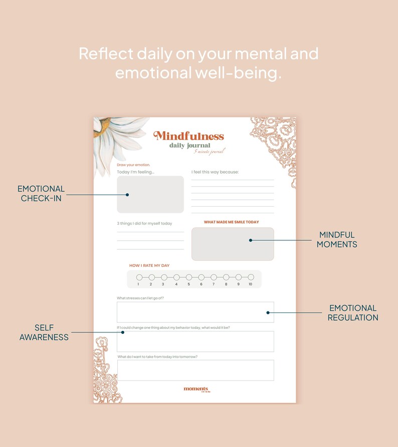 Mindfulness Journal - Self Care - Mental Health - Gratitude - Daily ...
