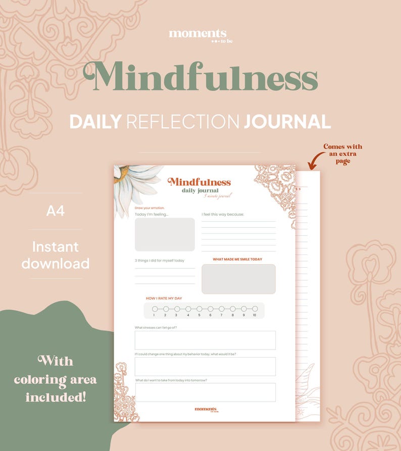 Mindfulness Journal - Self Care - Mental Health - Gratitude - Daily ...