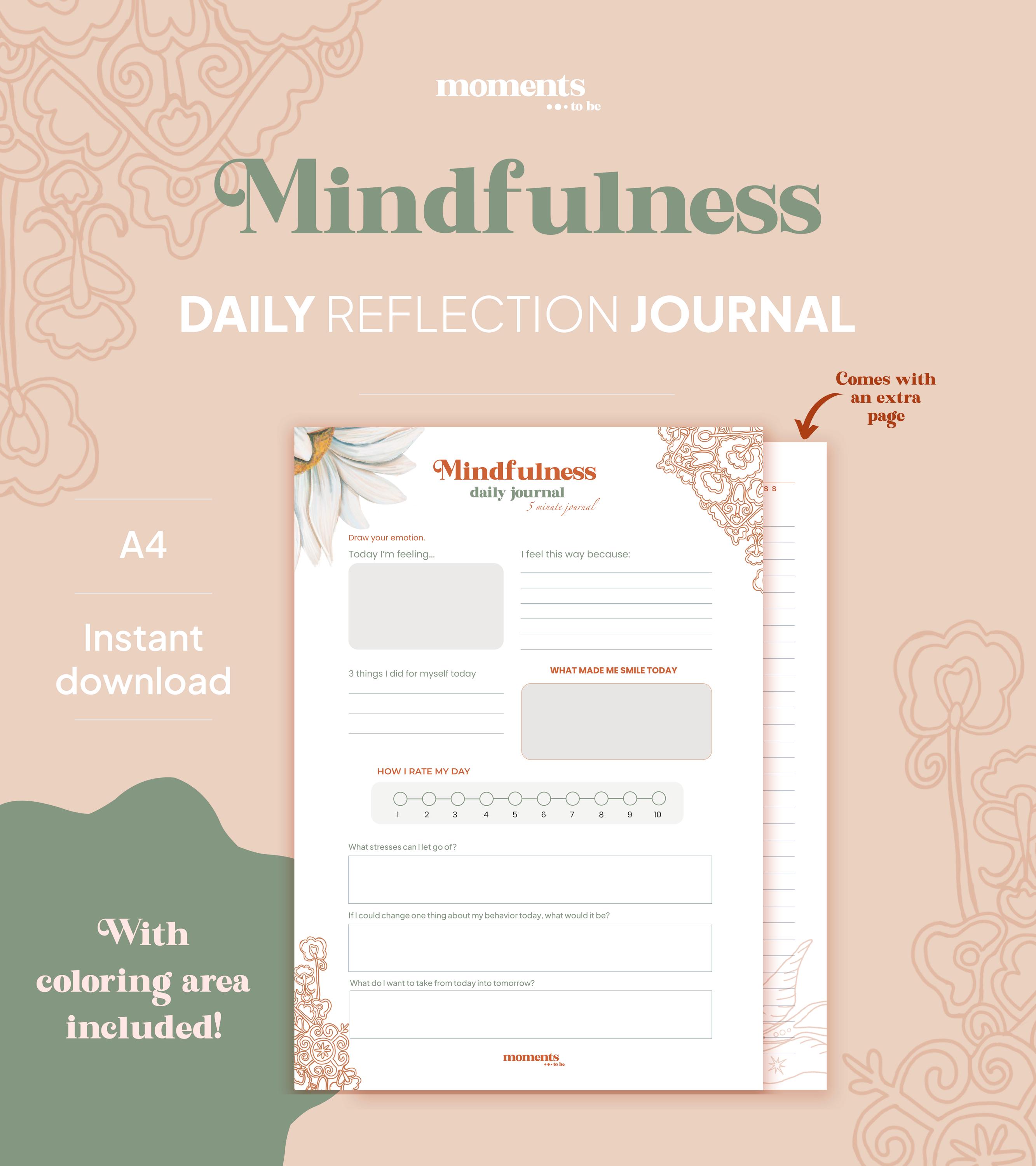 5-minute Mindfulness Journal – Daily Self-care, Gratitude (digital ...