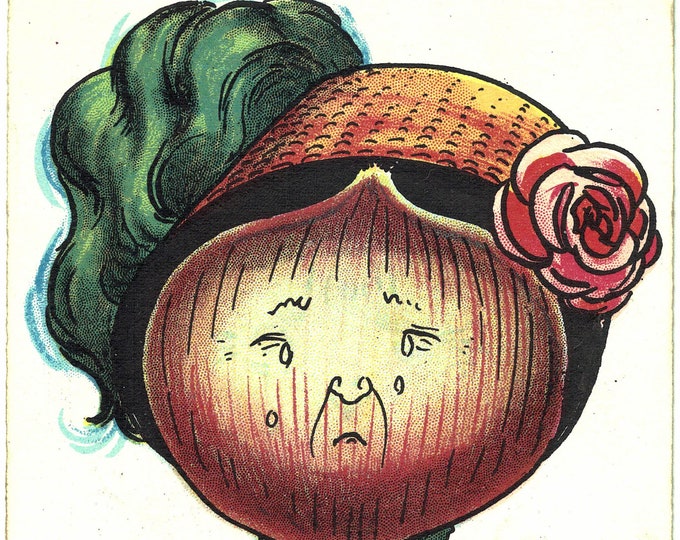 1911 Anthropomorphic Postcard With Onion I Could Cry My Eyes Out for ...
