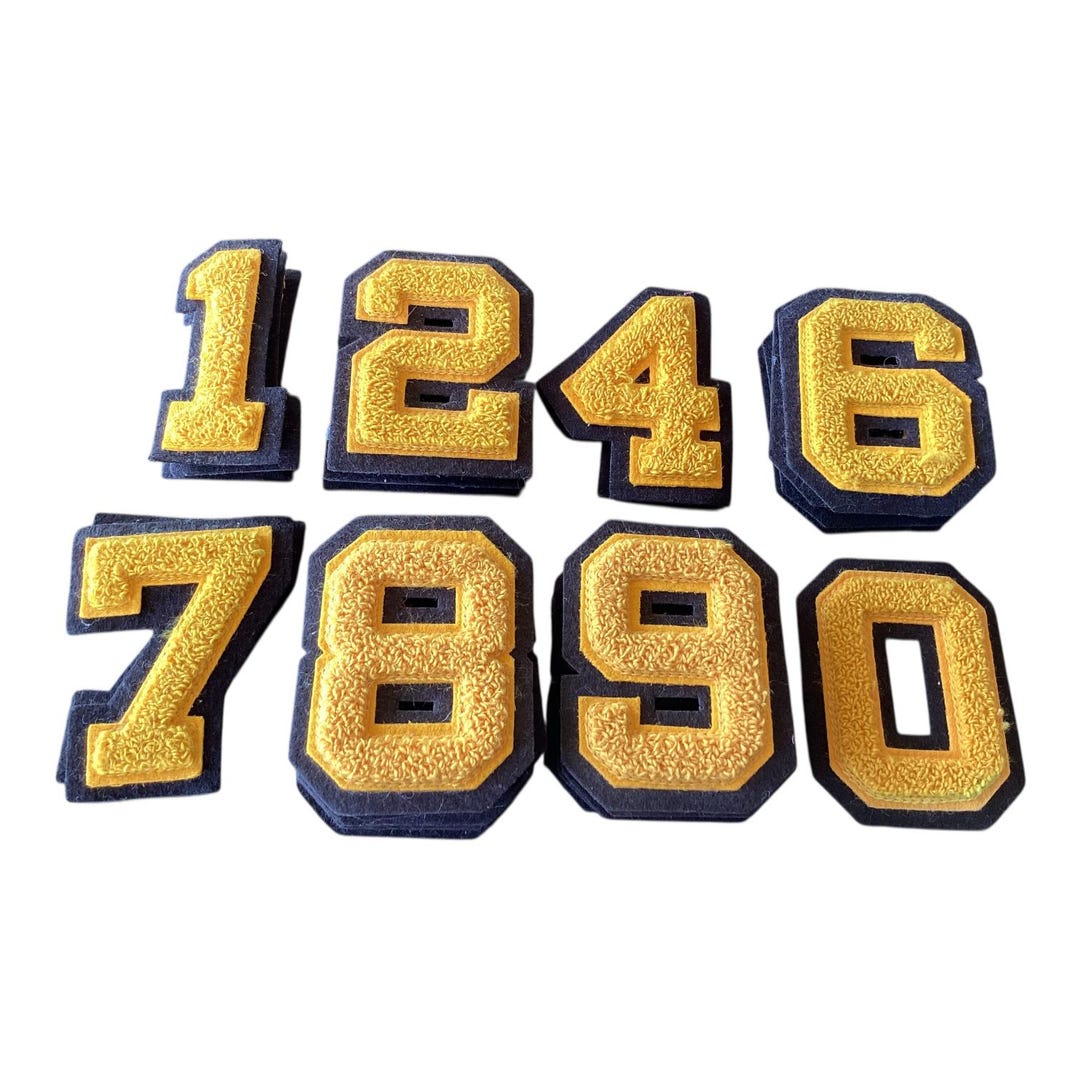 Vintage Chenille Letterman Number Patch: Yellow & Brown Felt (3.5 Inch ...