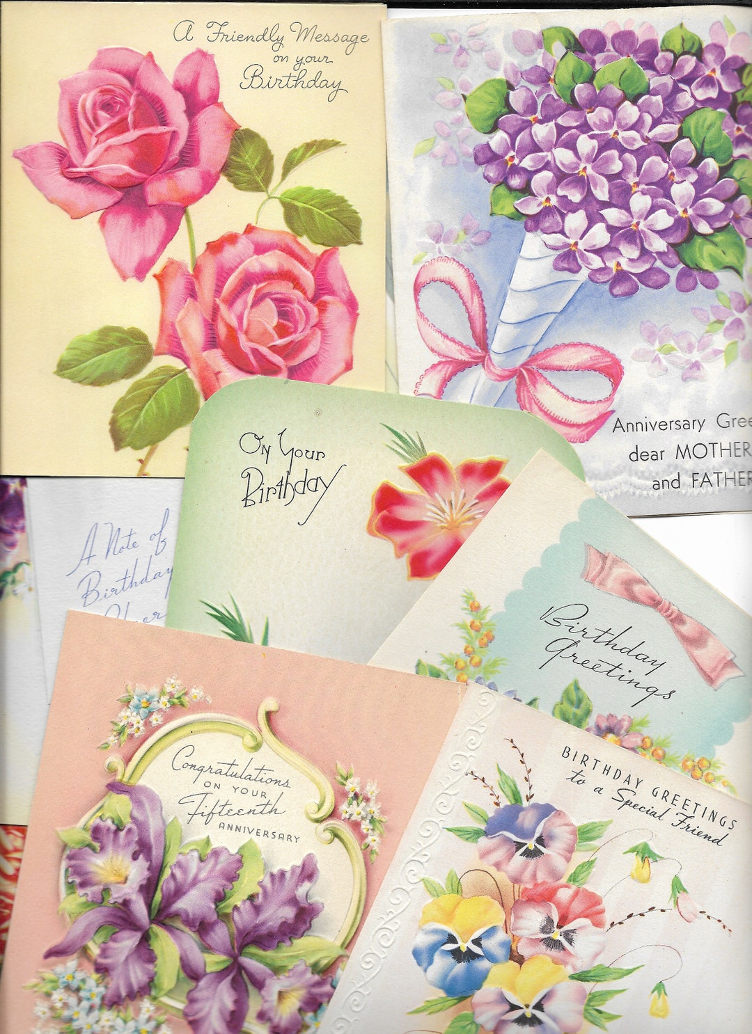 Vintage 1950s Greeting Cards New Old Stock Ten in Group Vintage Floral ...