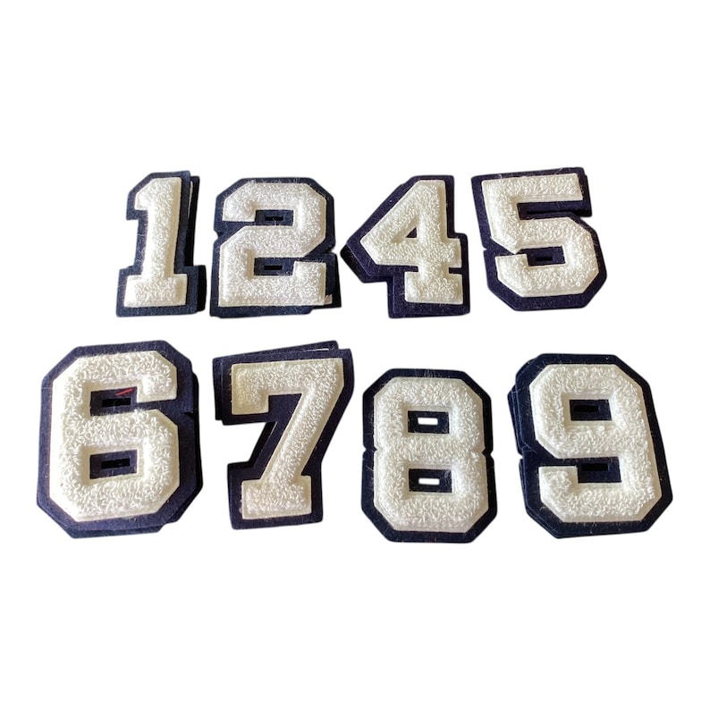 Vintage Chenille Letterman Number Patch: White & Navy (3.5 Inch) - Etsy