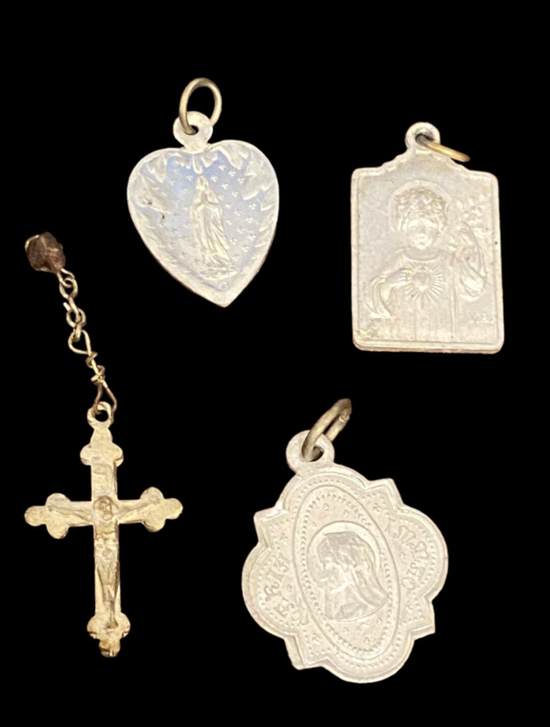 Vintage Collection of Holy Medals Charms From Pilgrimages to Lourdes ...