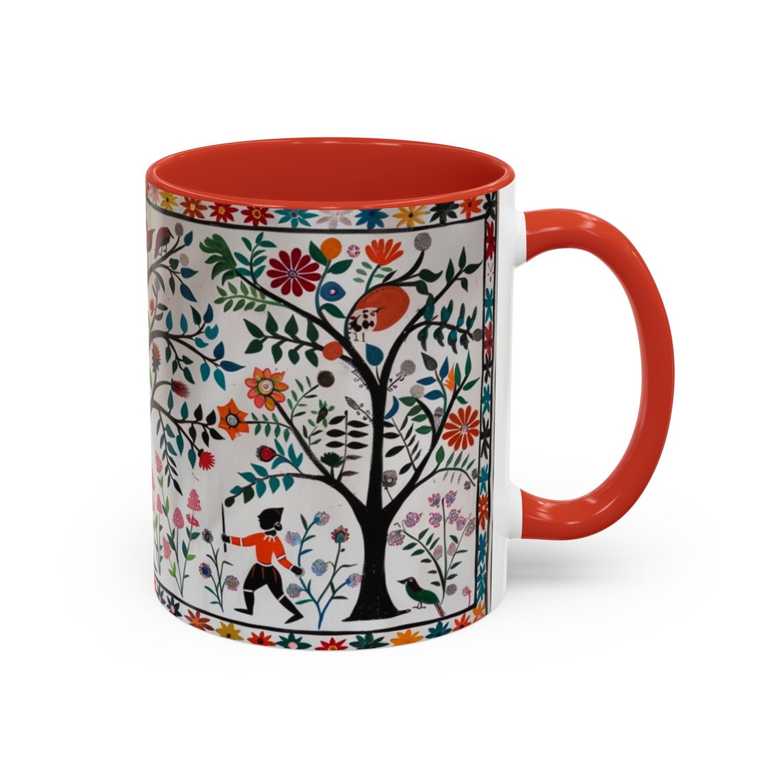 Two-tone Coffee Mug, Indian Tribal Art, Ethnic, Chai, Chocolate, Tree ...
