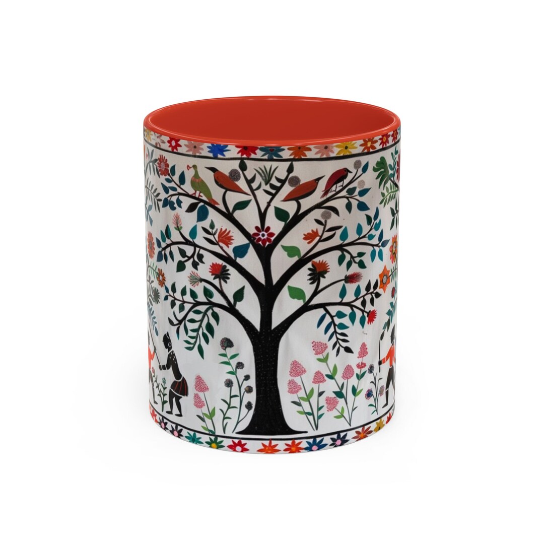 Two-tone Coffee Mug, Indian Tribal Art, Ethnic, Chai, Chocolate, Tree ...