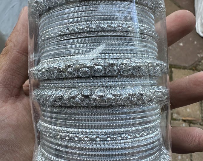 Bangles Set Silver / Indian Pakistani Bridal Shaadi Jewelry Wedding Set ...