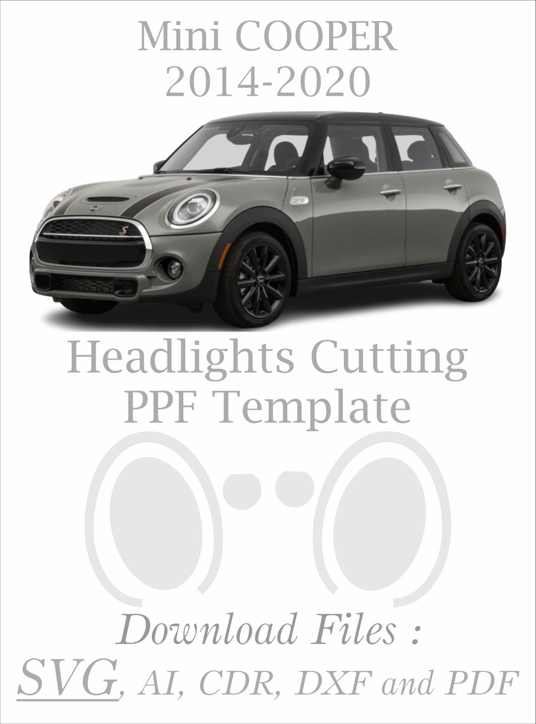 Headlights Cutting PPF Template or Tint Covers for Mini COOPER 2014 ...