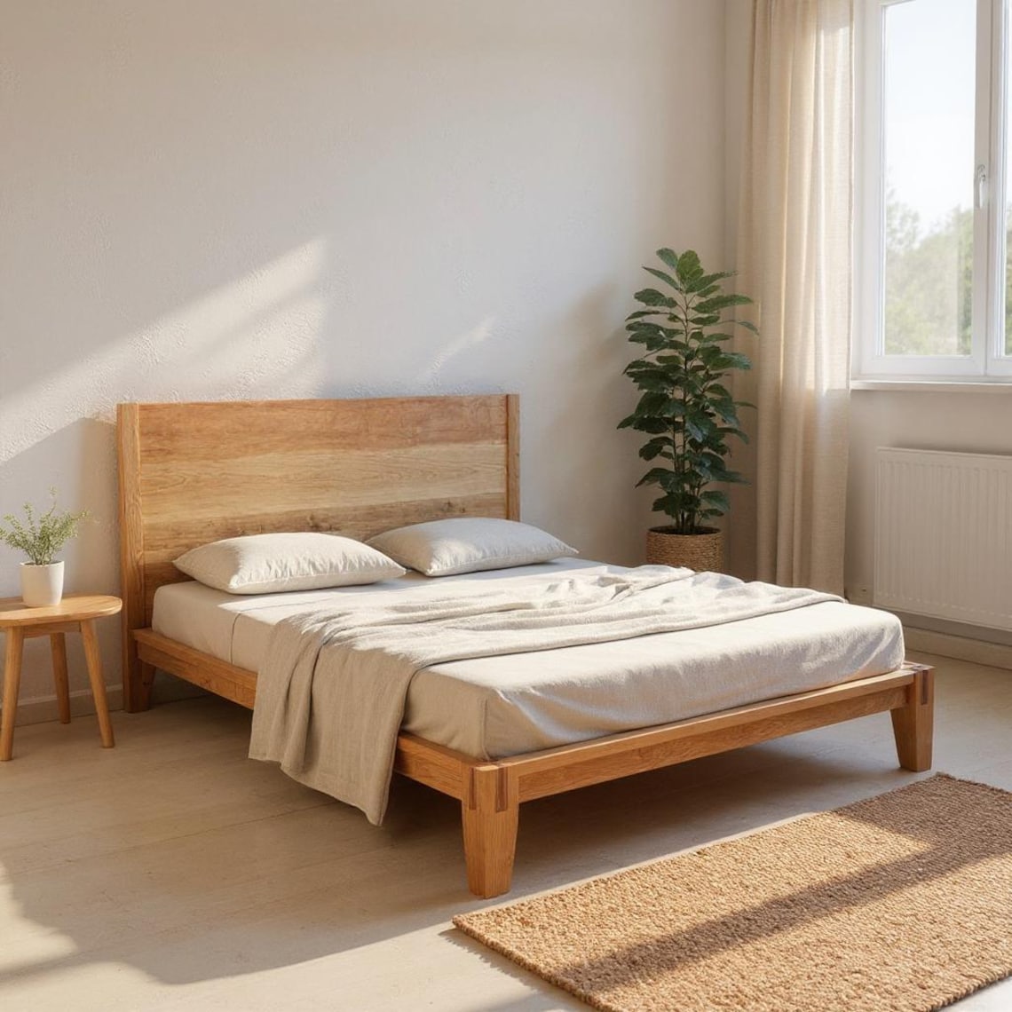 Castle Joint Bed With Headboard, Japanese Joinery Bed, Solid Wood Bed ...