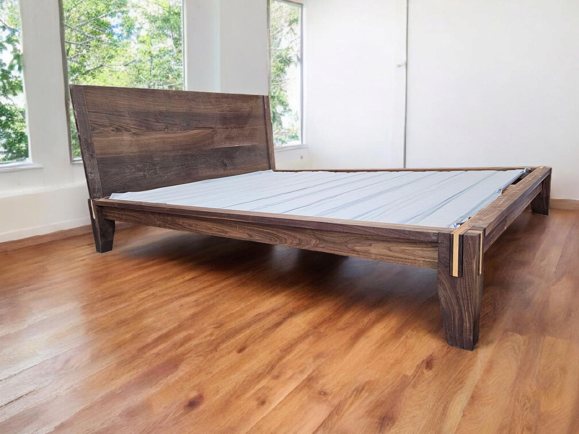 Castle Joint Bed With Headboard, Japanese Joinery Bed, Solid Wood Bed ...