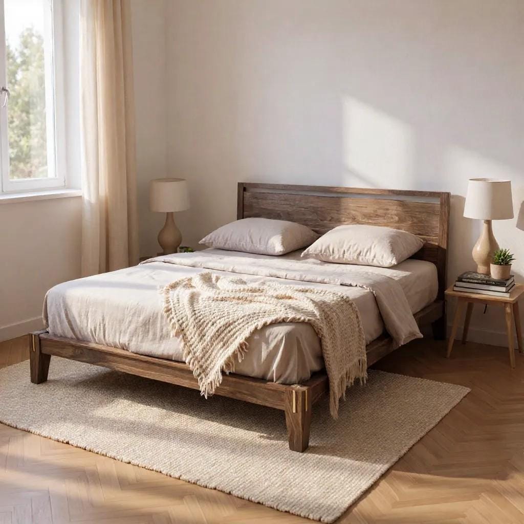 Castle Joint Bed With Headboard, Japanese Joinery Bed, Solid Wood Bed ...